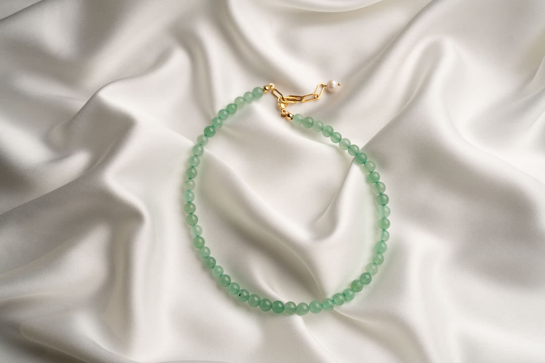 CAPRI Emerald Green Aventurine Necklace Choker, Gold Necklace, Green ...