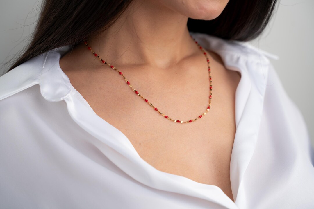 RAINBOW (6 Colors) Red Sparkle Chain Necklace, Gold Glitter Multi Color ...