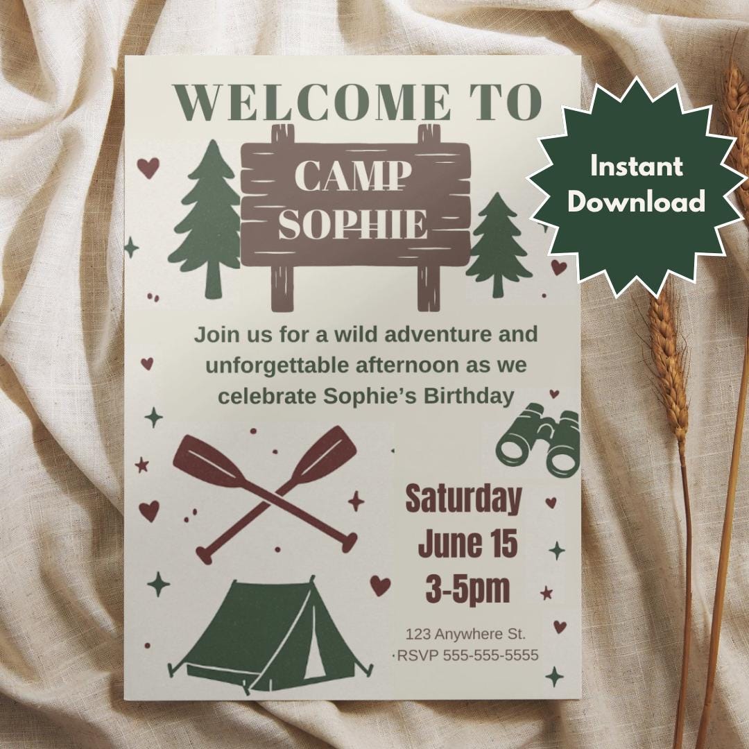 Teen Birthday Invitation Parent Trap Camp Theme | Summer Camp Themed ...