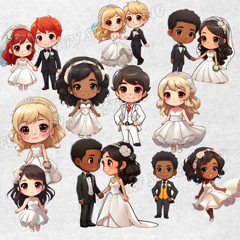 Chibi Bride N Groom Clipart, Cute Bride N Groom Characters, Cartoon ...