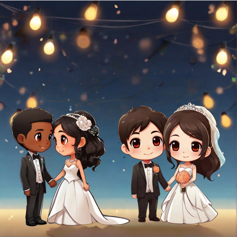 Chibi Bride N Groom Clipart, Cute Bride N Groom Characters, Cartoon ...