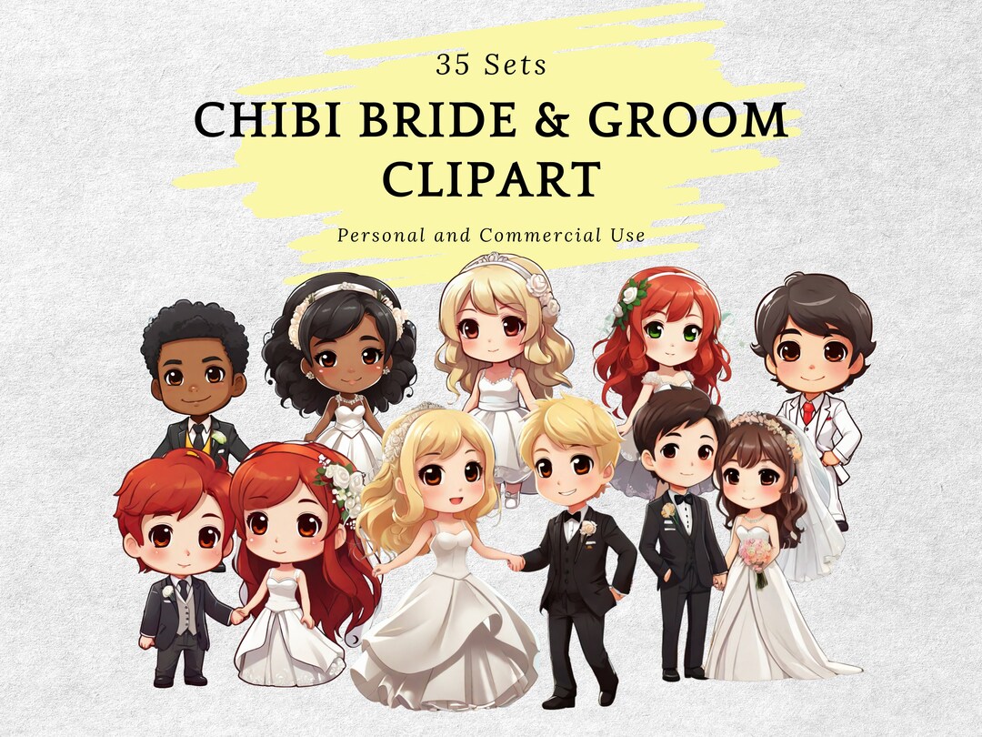 Chibi Bride N Groom Clipart, Cute Bride N Groom Characters, Cartoon ...