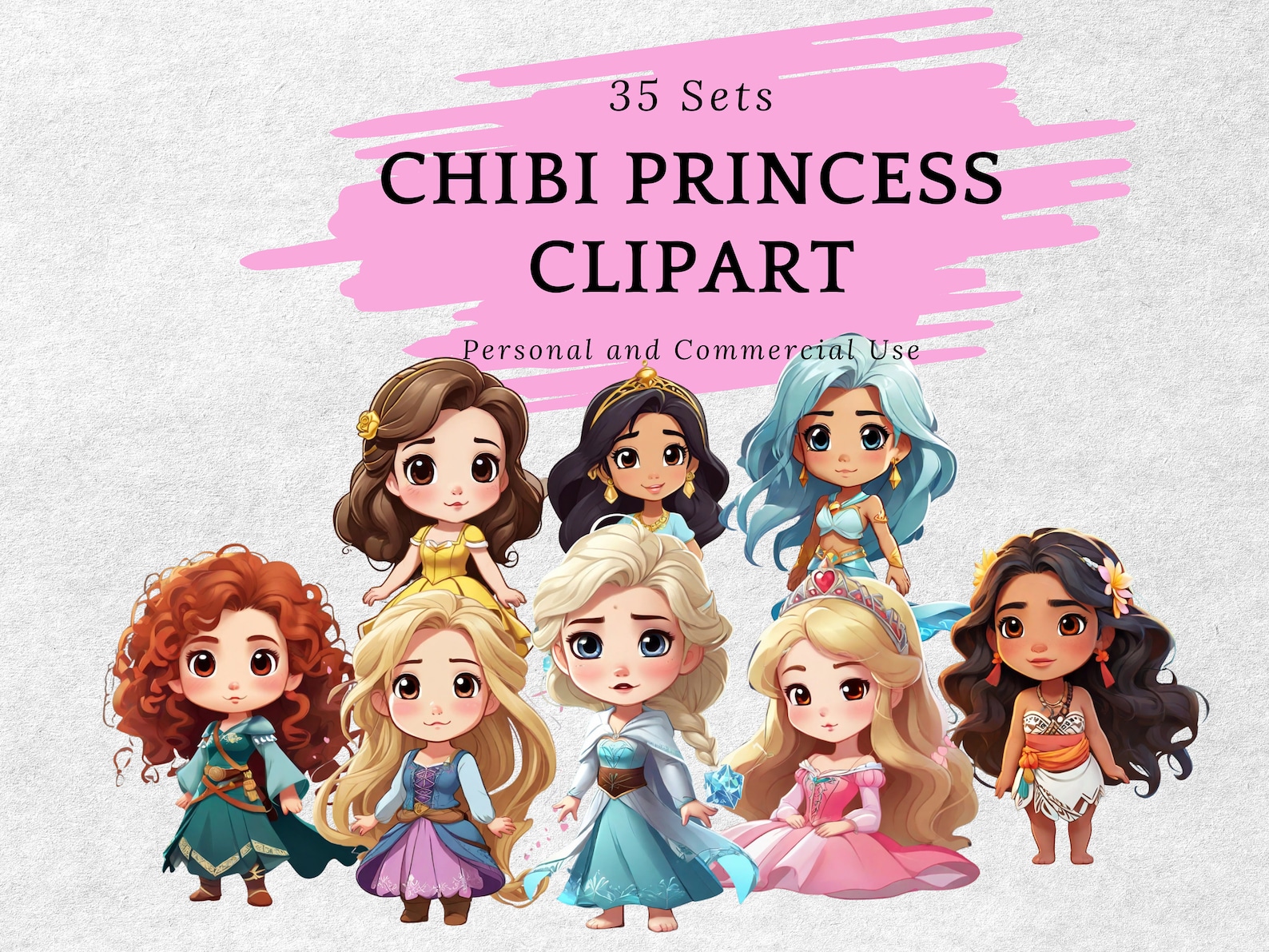 Chibi Princess Clipart, Cute Princess Characters, Cartoon Princess, PNG ...