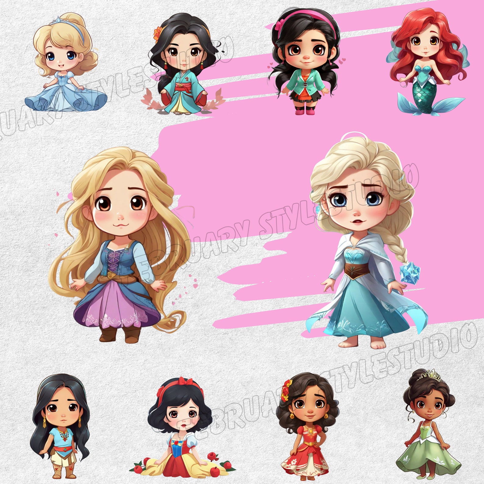 Chibi Princess Clipart, Cute Princess Characters, Cartoon Princess, PNG ...