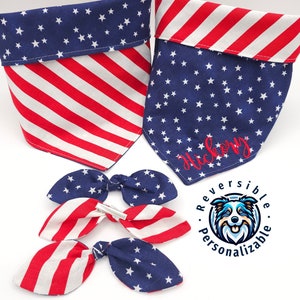 American Flag Dog Bandana, Memorial Day/july 4th, Tie & Snap Style ...
