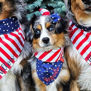 American Flag Dog Bandana, Memorial Day/july 4th, Tie & Snap Style ...
