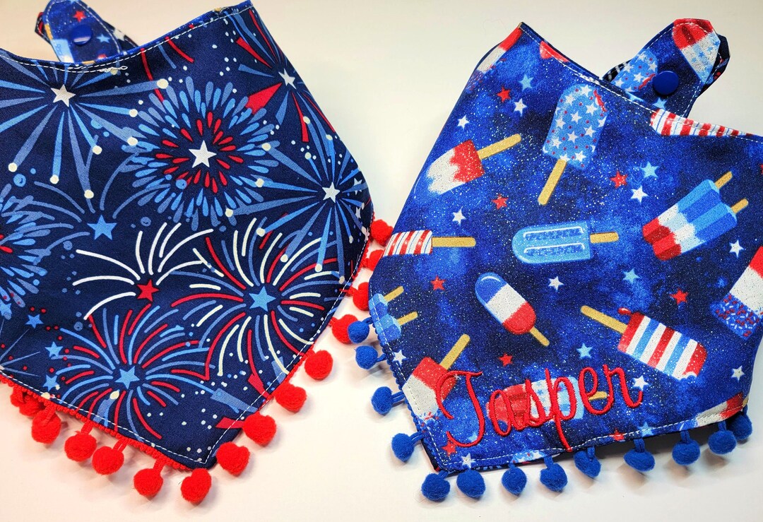 Bomb Pop Dog Bandana, Memorial Day/july 4th, Tie & Snap Style ...