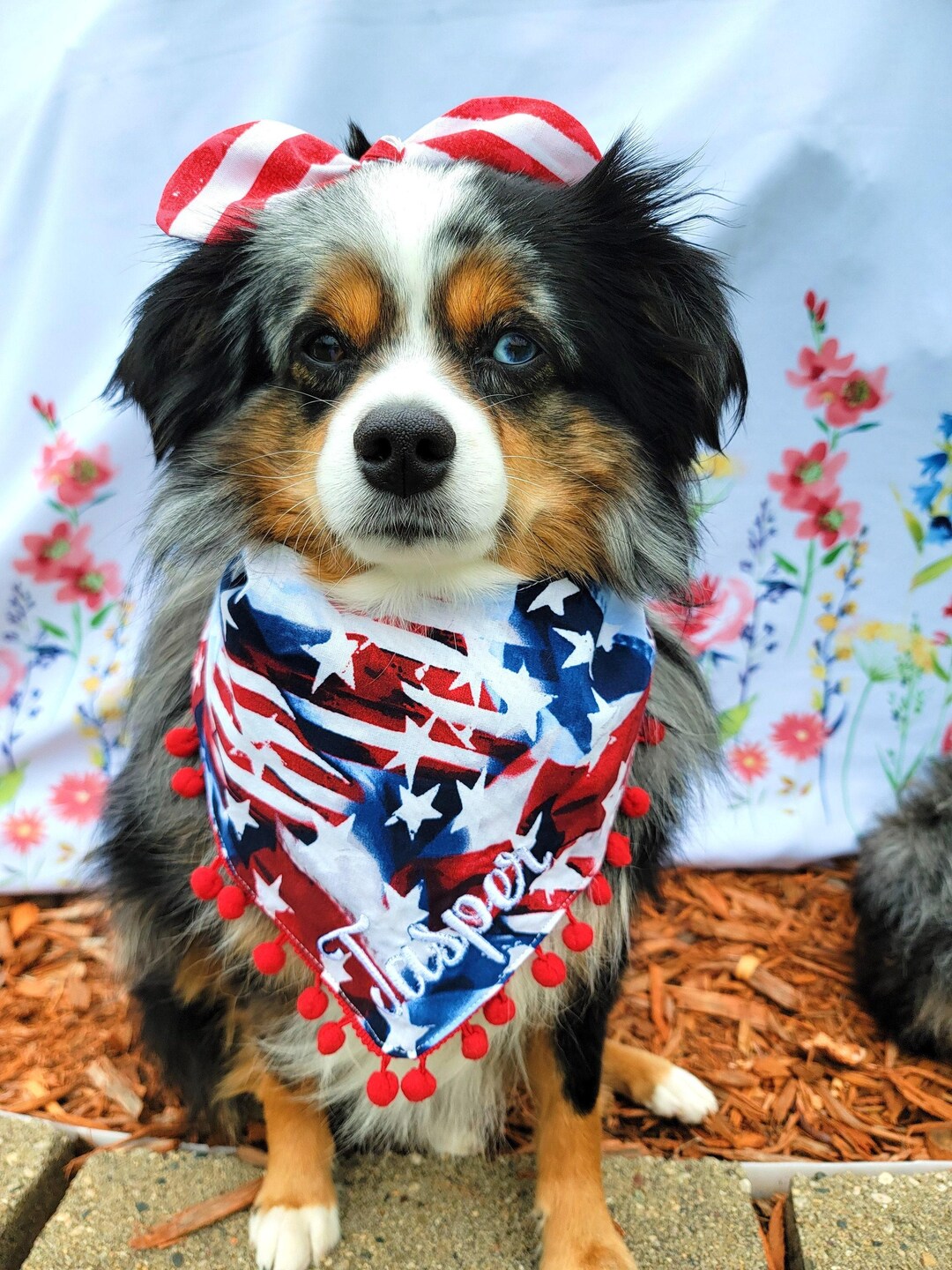 American Flag Dog Bandana, Memorial Day/july 4th, Tie & Snap Style ...