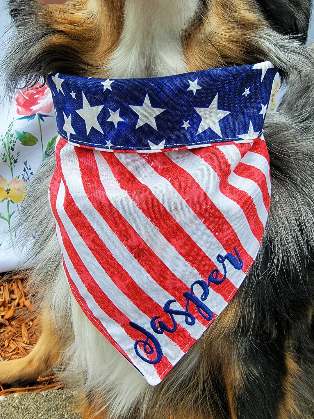 American Flag Dog Bandana, Memorial Day/july 4th, Tie & Snap Style ...