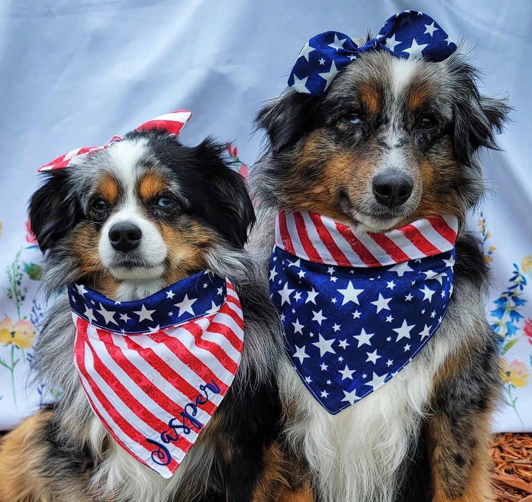 American Flag Dog Bandana, Memorial Day/july 4th, Tie & Snap Style ...