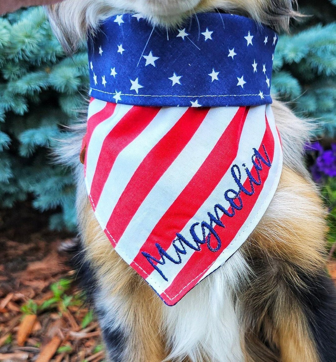 American Flag Dog Bandana, Memorial Day/july 4th, Tie & Snap Style ...