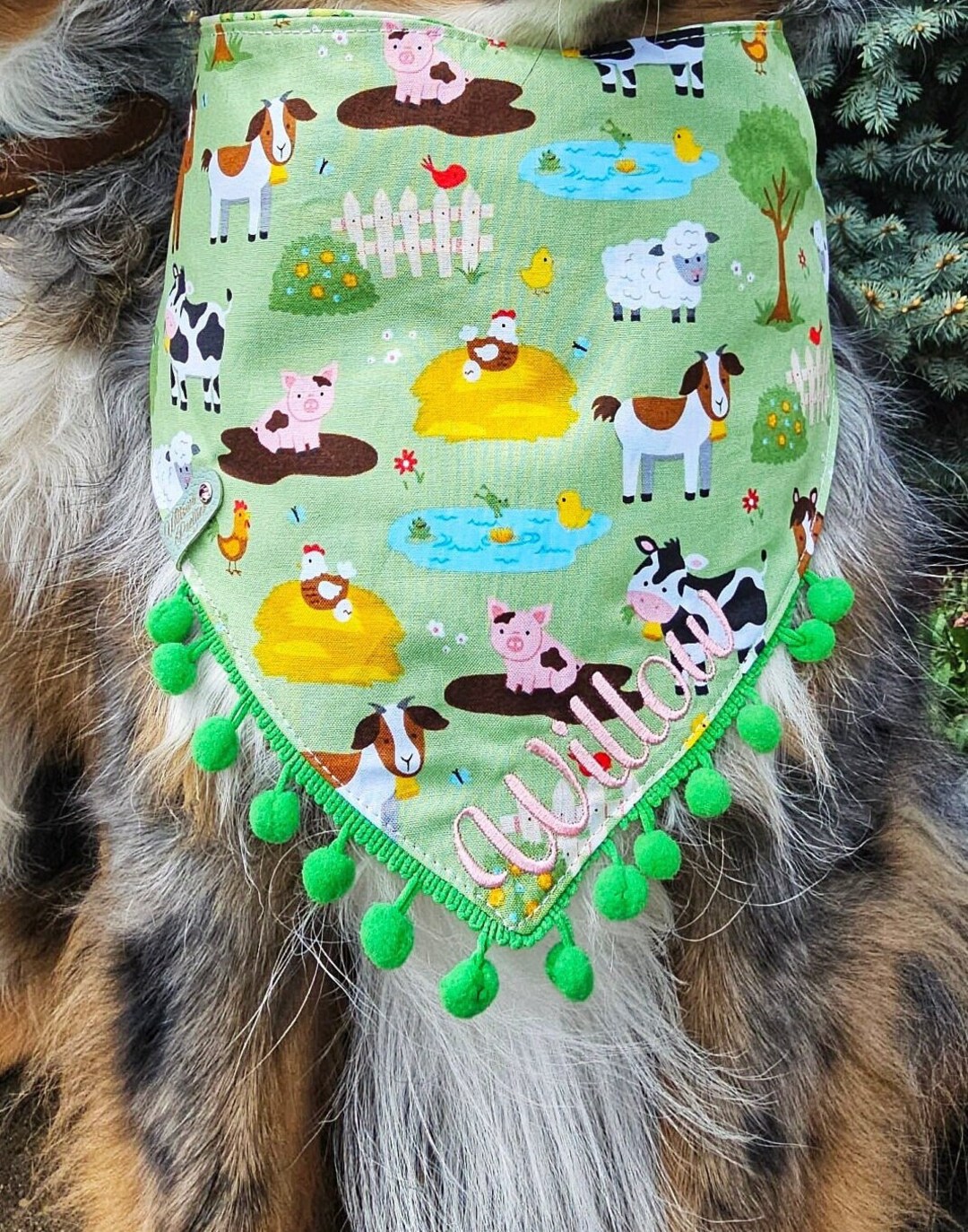 Farm Animal Dog Bandana | Frog Dog Bandana, Personalized, Tie & Snap ...