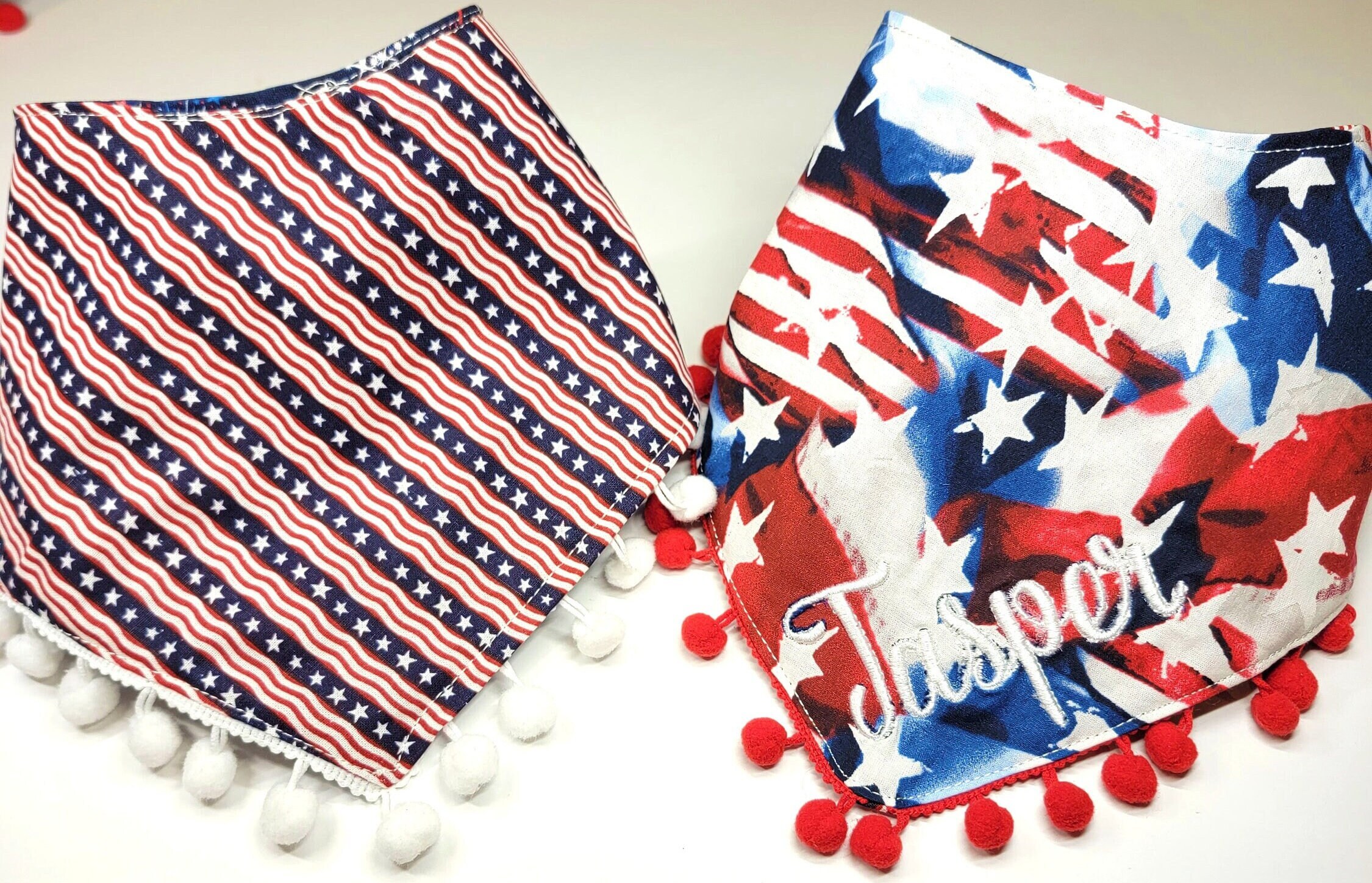 American Flag Dog Bandana Memorial Day/july 4th Tie & Snap - Etsy