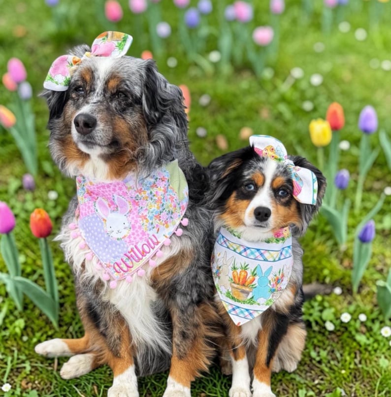 Easter Patchwork Bunny Tails Dog Bandana, Tie & Snap Style ...