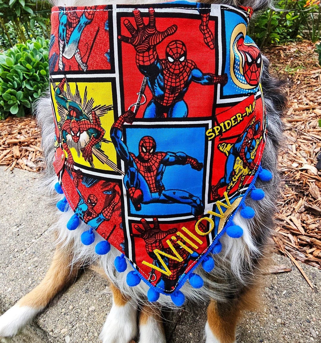 Marvel Spiderman Dog Bandana | Dog Superhero Bandana, Personalized, Tie ...