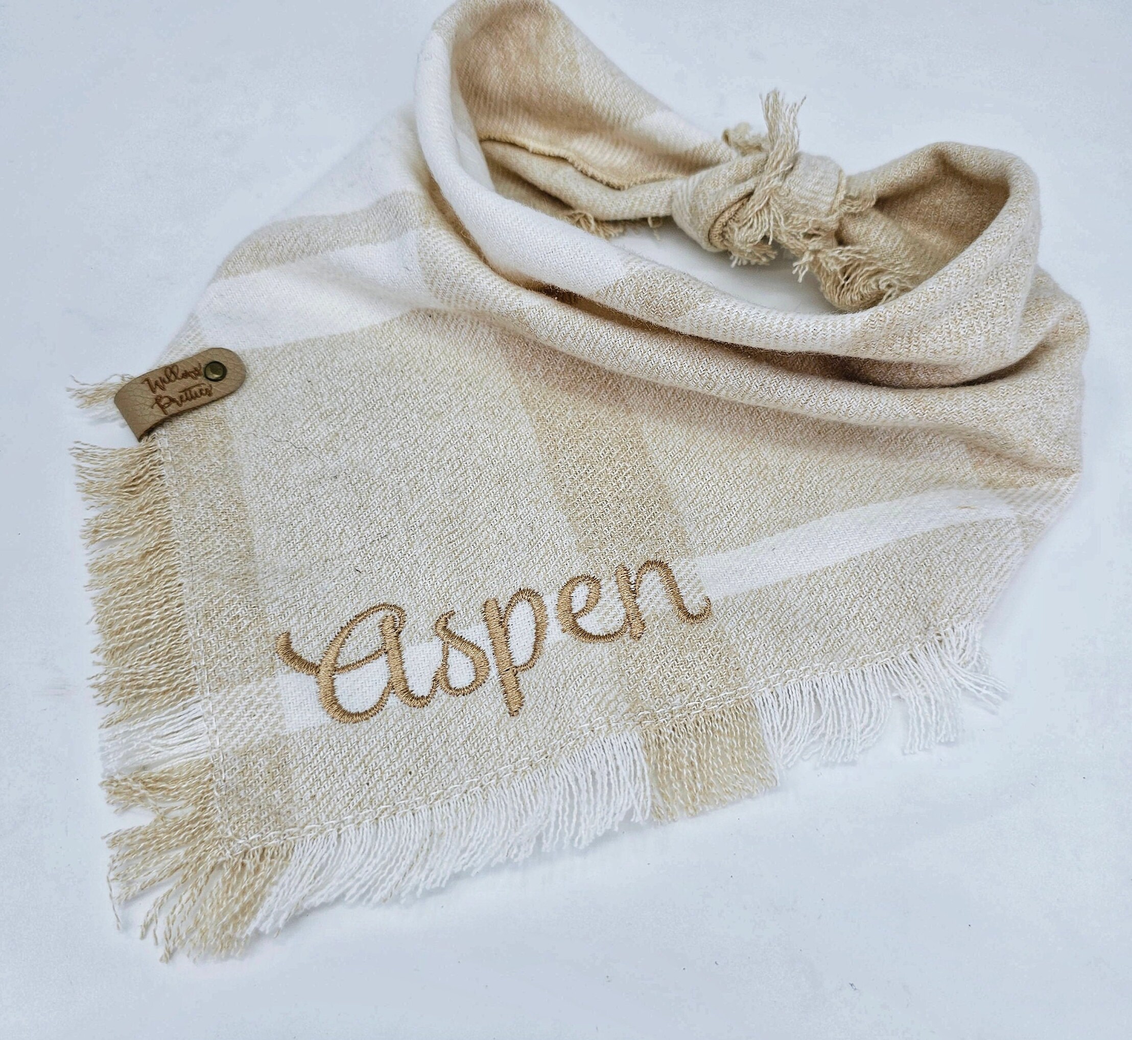 Dog Fringe Flannel, Fall/winter Bandana, Tie & Snap Style, Personalized ...