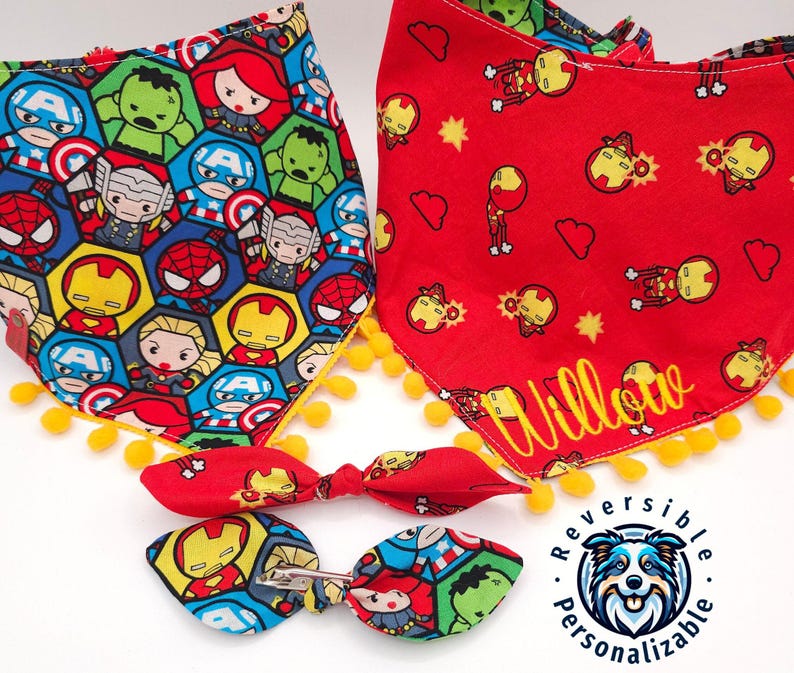 Marvel Avengers Dog Bandana | Dog Superhero Iron Man Bandana ...