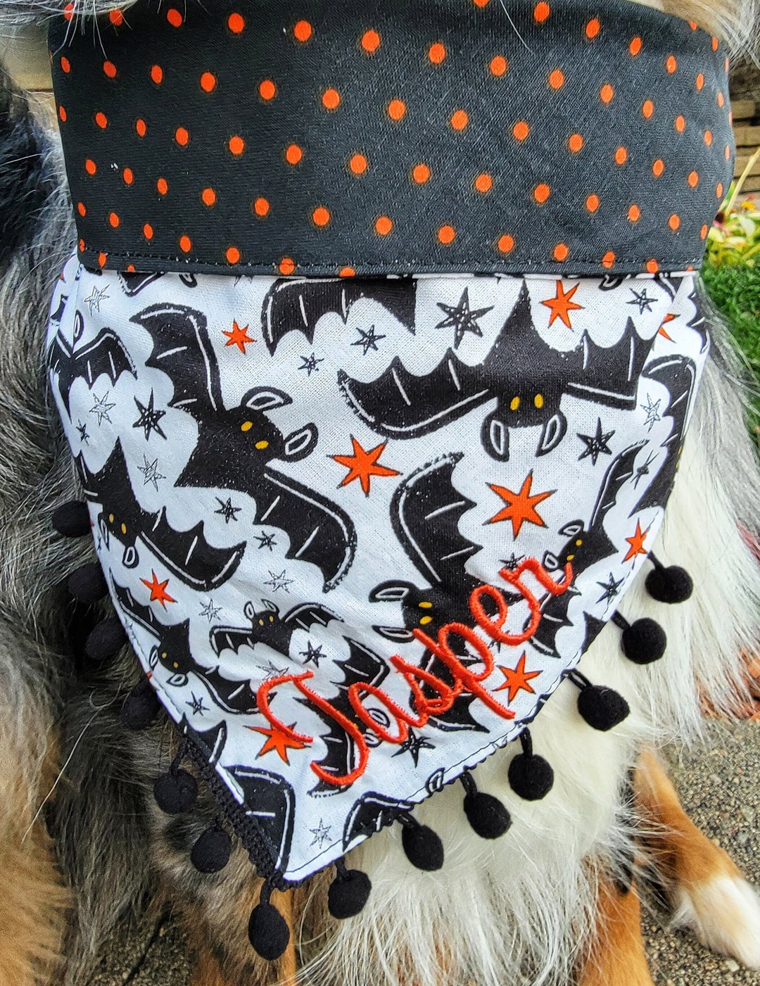 Dog Halloween Bandana, Flying Happy Bats, Tie & Snap Style ...