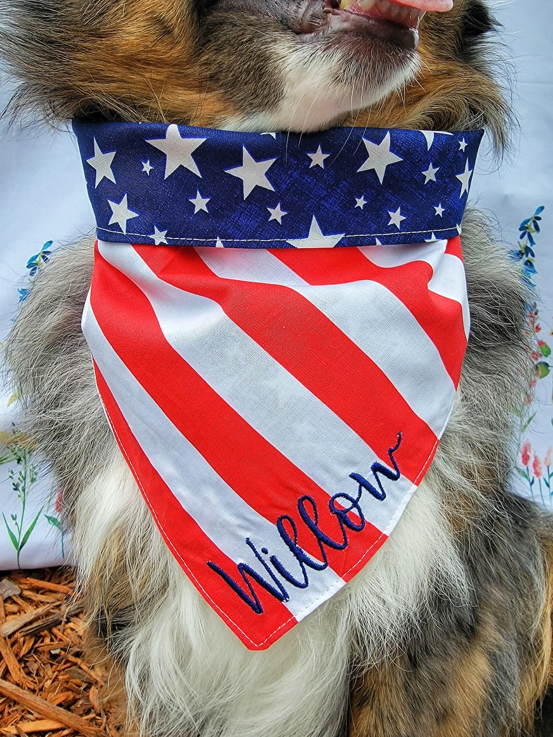 American Flag Dog Bandana, Memorial Day/july 4th, Tie & Snap Style ...