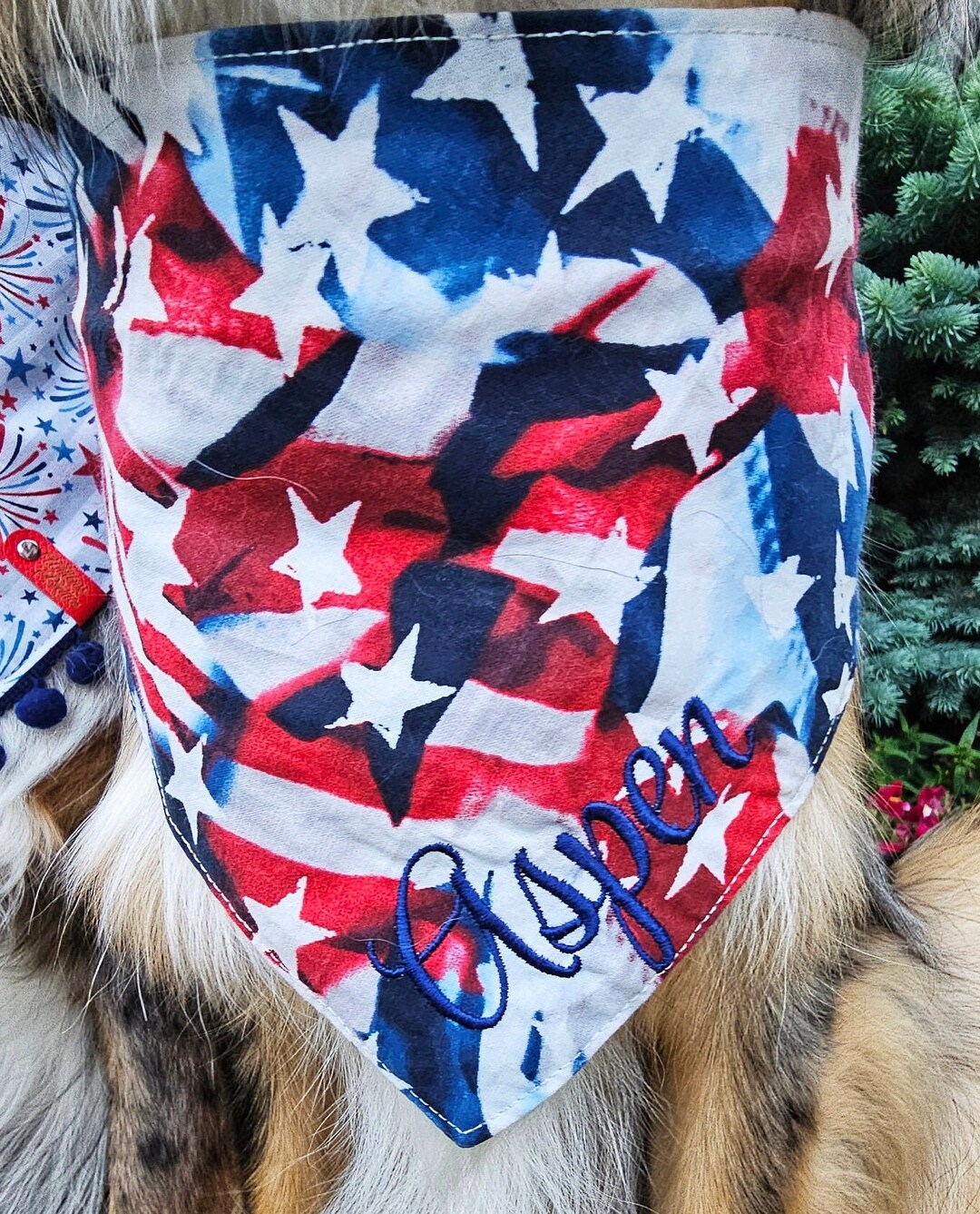 American Flag Dog Bandana, Memorial Day/july 4th, Tie & Snap Style ...