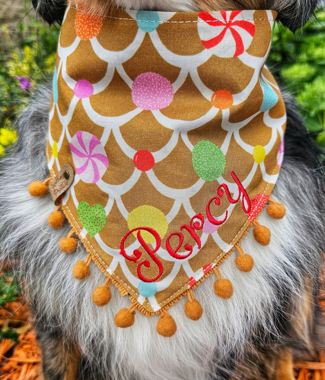 Gingerbread House Roof Dog Bandana, Gingerbread Man, Tie & Snap Style ...