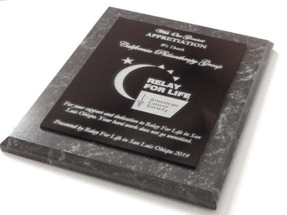 Custom Text Trophy Award Recognition Plaque Cherry or Marble - Etsy