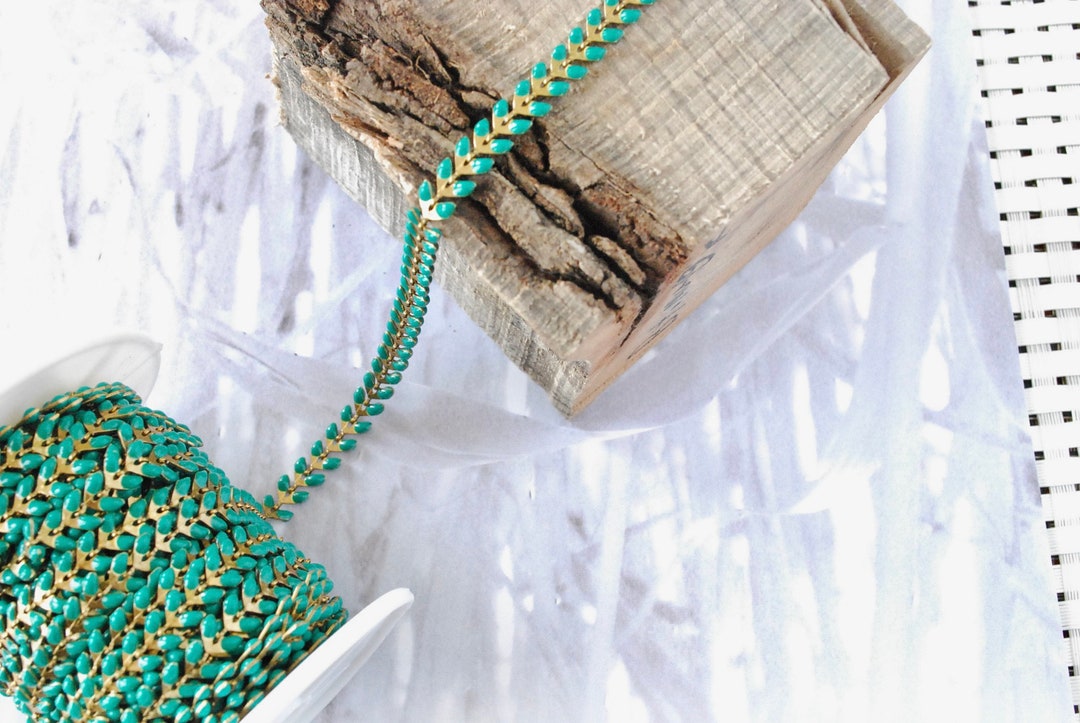 Fun Feather Arrow Epoxy Chain Hunter Green Brass 3.50 a Ft - Etsy