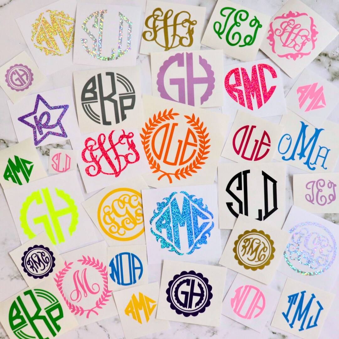 Vinyl Monogram Sticker, Phone | Luggage | Laptop | Car | Tumbler Decal ...
