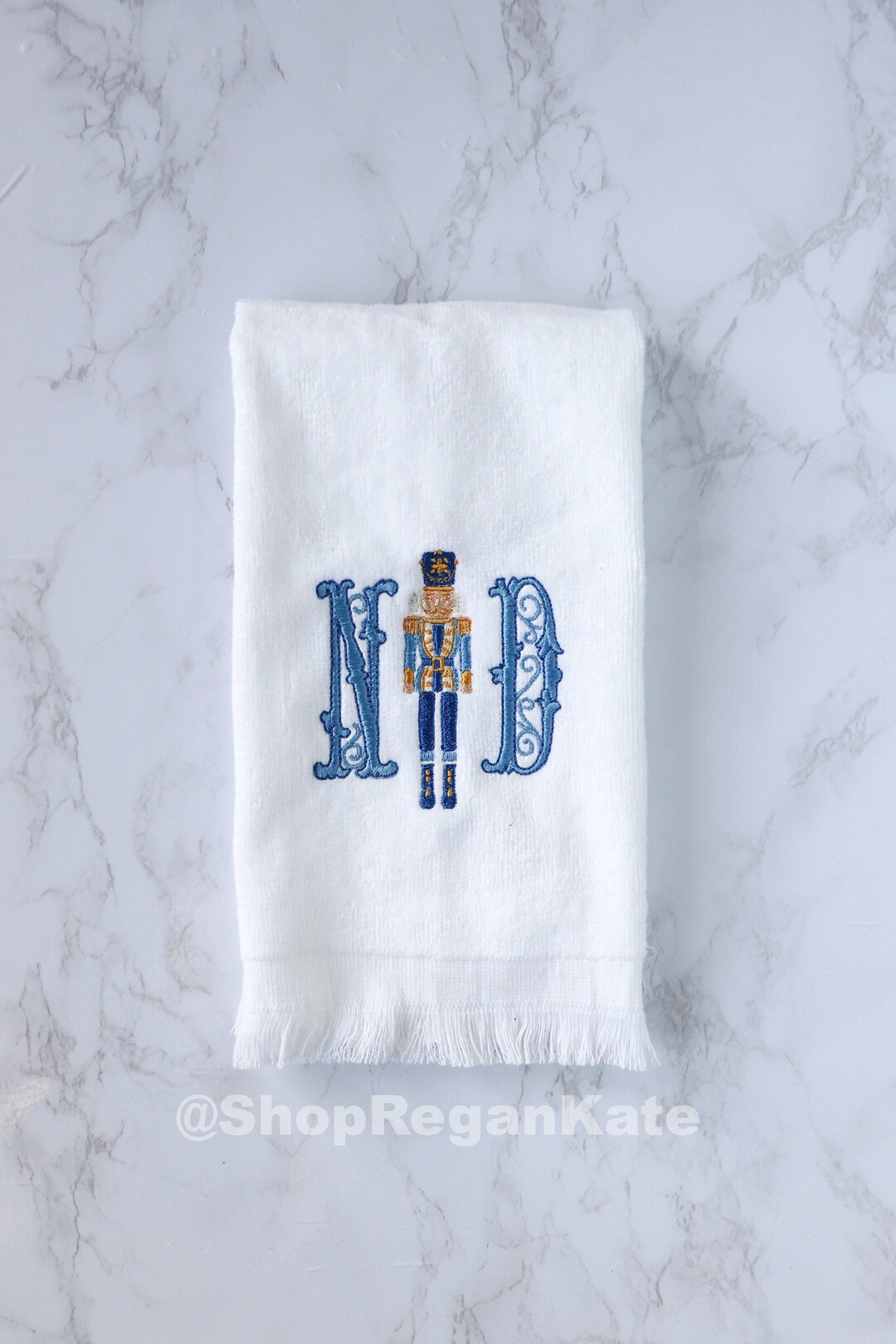 Embroidered Christmas Nutcracker Hand Towel: Monogrammed Holiday Decor ...