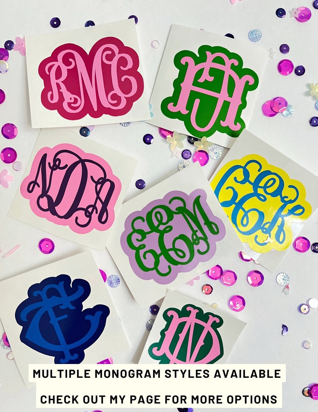 Chic Monogram Vinyl Decal 2 Letter Tumbler Customizable - Etsy