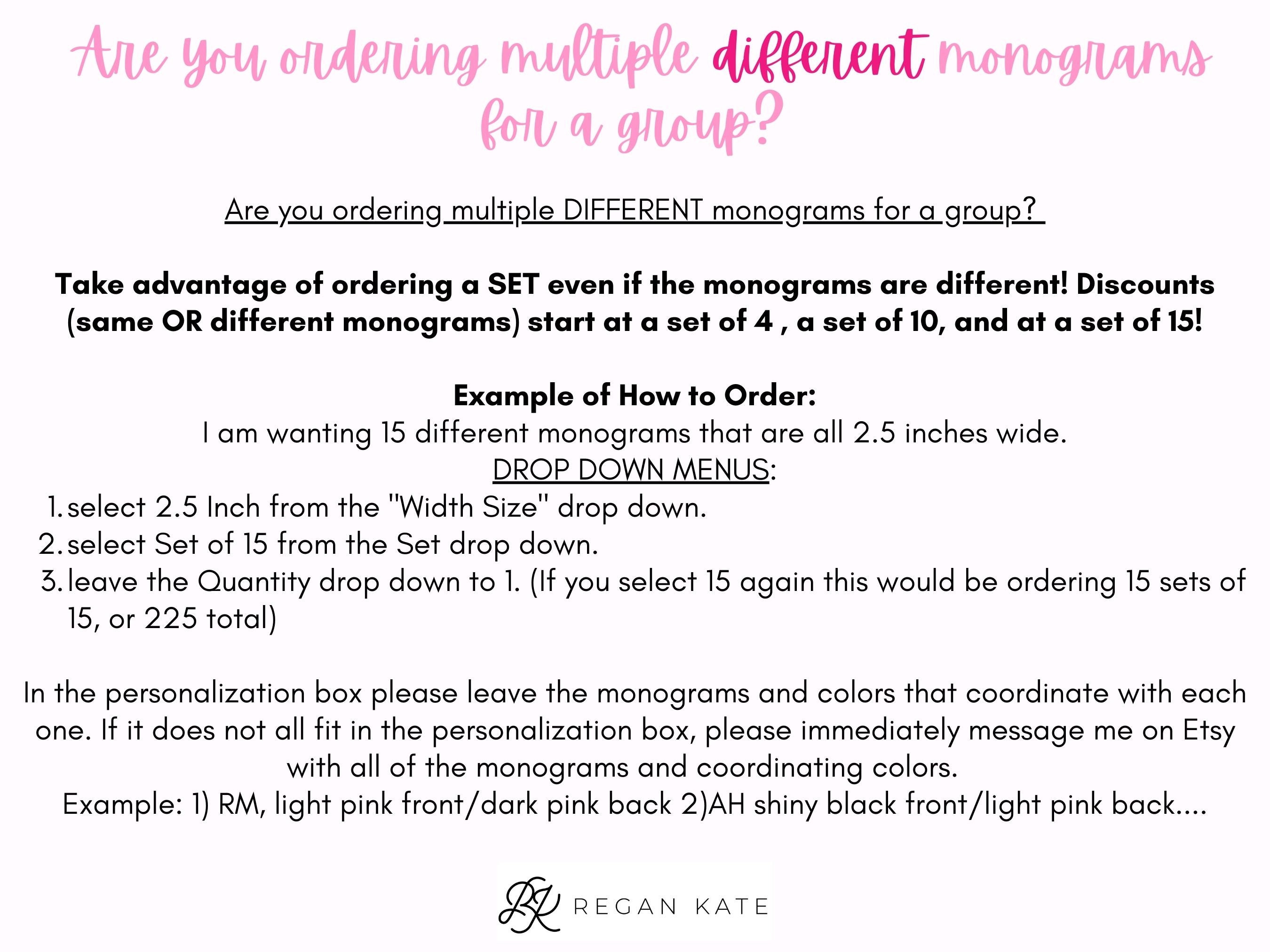 Chic Monogram Vinyl Decal 2 Letter Tumbler Customizable - Etsy