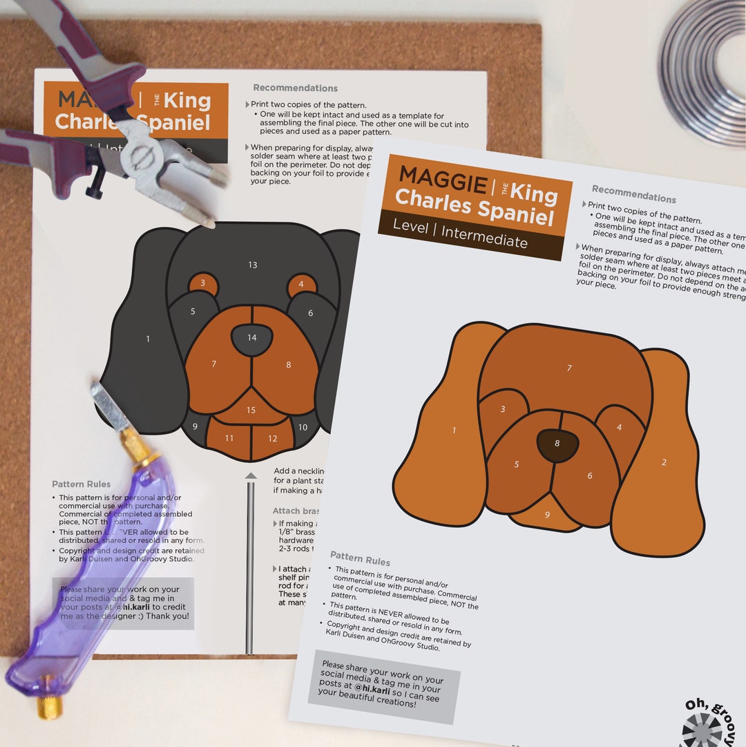 Stained Glass Pattern | King Charles Spaniel | Dog | DIGITAL DOWNLOAD ...