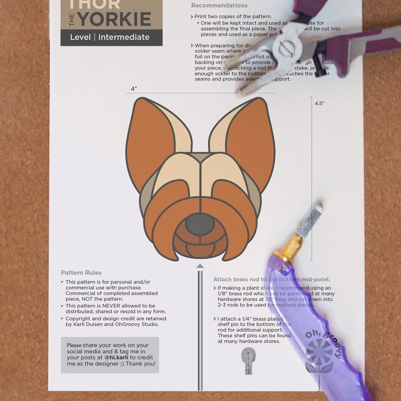 Stained Glass Pattern | Yorkie | Yorkshire Terrier | DIGITAL DOWNLOAD ...