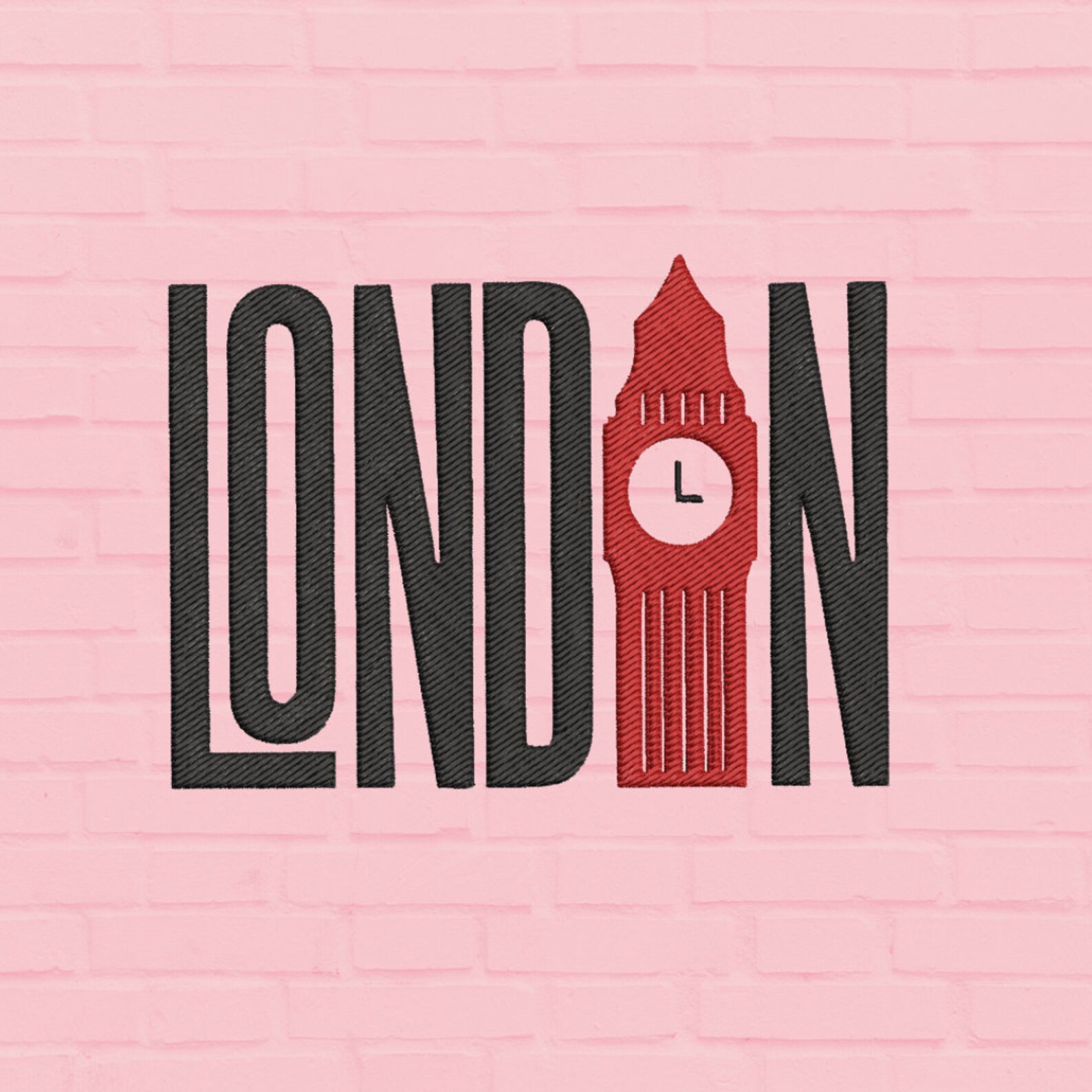 London England Big Ben Lettering Typography Trendy Embroidery - Etsy