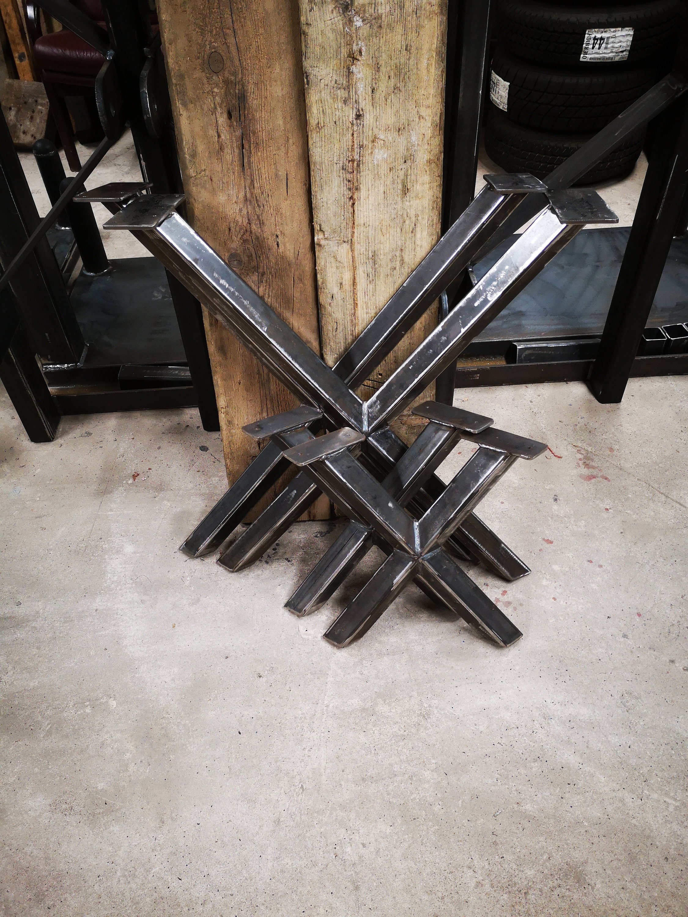 Metal Table Legs / Dining Table Legs / Bench Legs - X Cross - 45 Degree ...