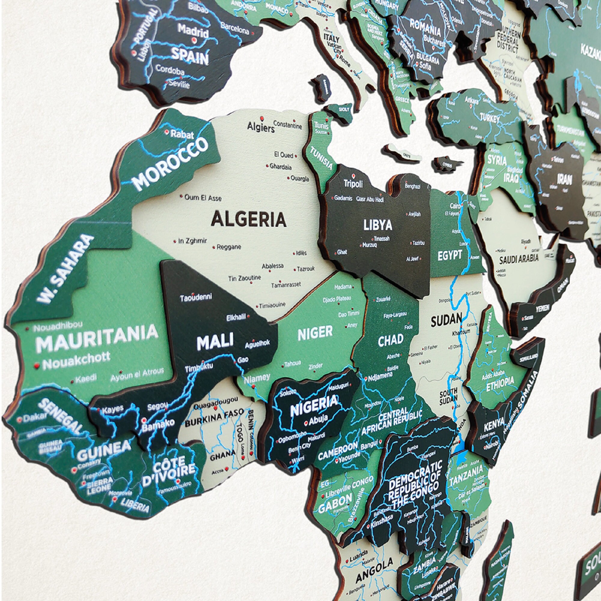 3D World Map Décor Wood Wall Map Large Map for Wall Large Travel Décor ...