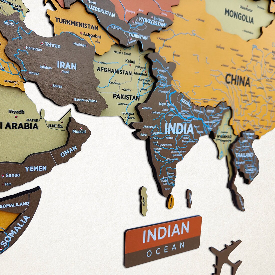 3D World Map Décor Wood Wall Map Large Map for Wall Large Travel Décor ...