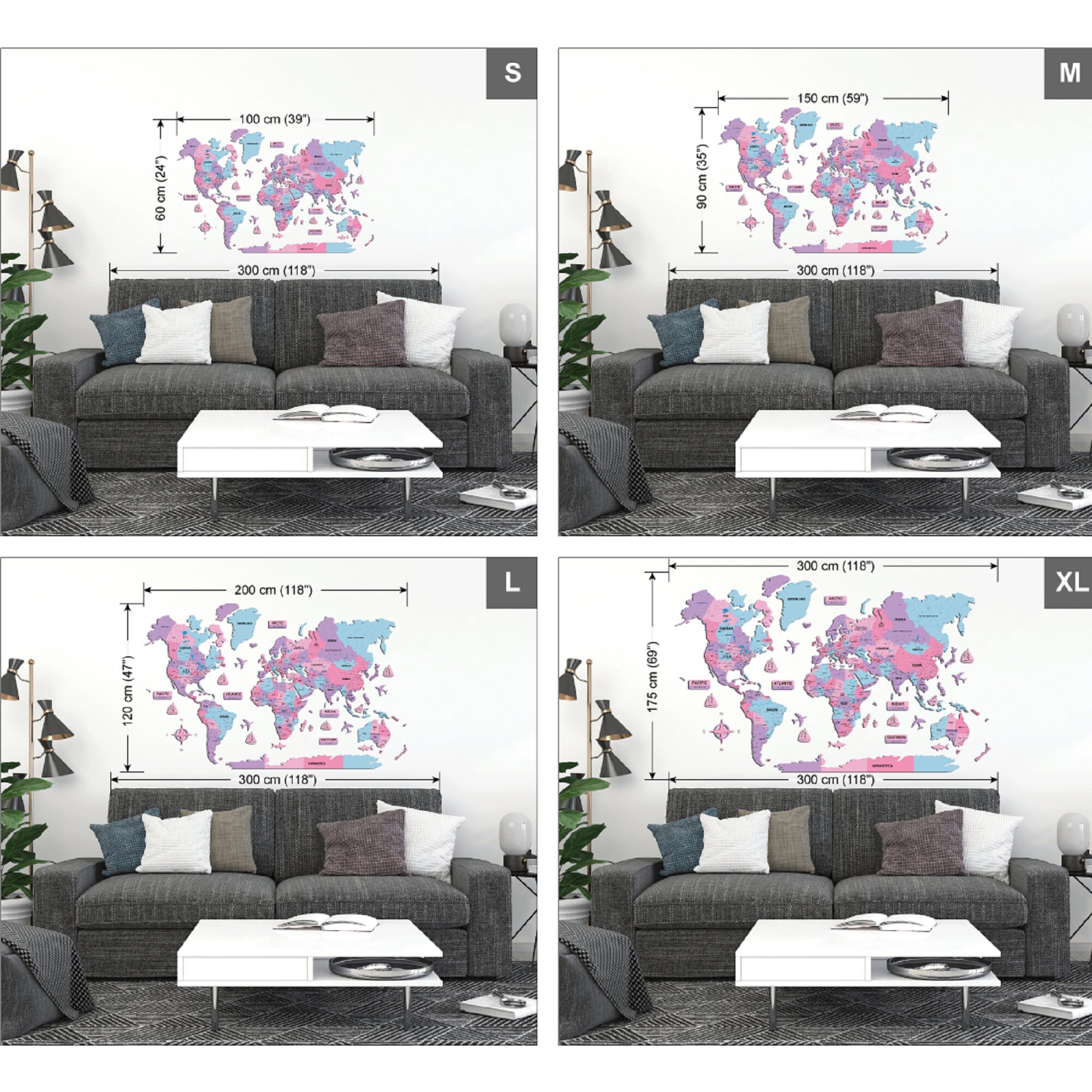 3D World Map Décor Wood Wall Map Large Map for Wall Large Travel Décor ...