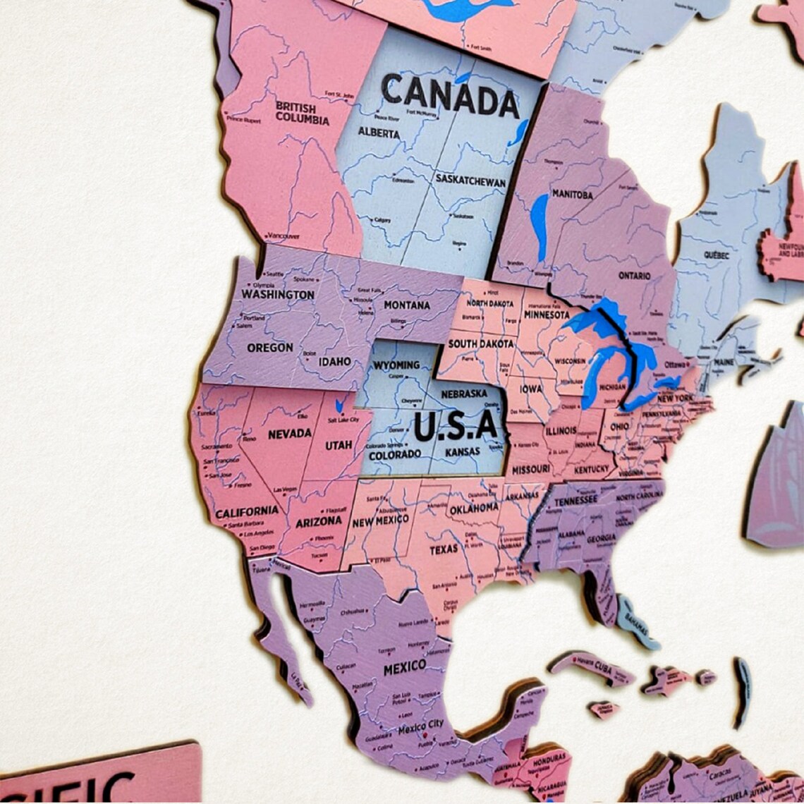 3D World Map Décor Wood Wall Map Large Map for Wall Large Travel Décor ...