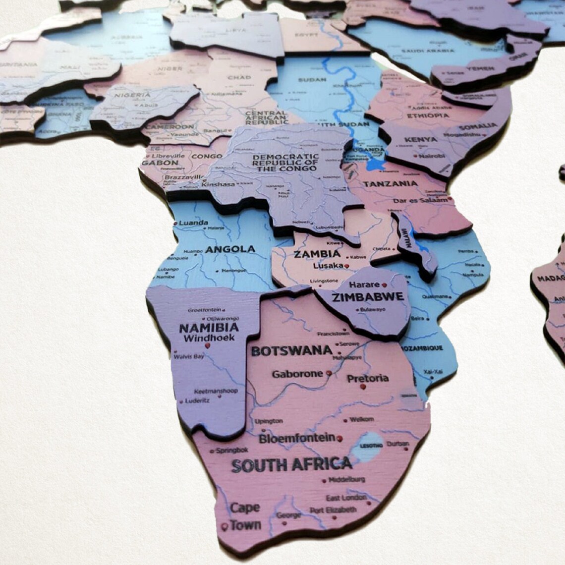 3D World Map Décor Wood Wall Map Large Map for Wall Large Travel Décor ...