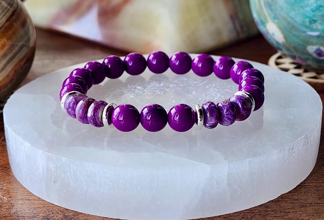 Lupus Gemstone Awarness Bracelet ~ Rain Flower Jade & Violet Muscovite ...