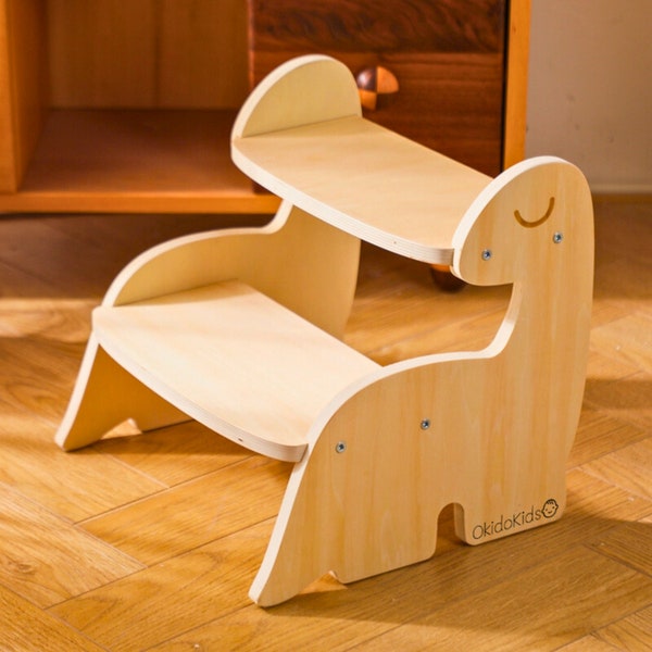 Kids Wooden Step Stool Dinosaur - Etsy