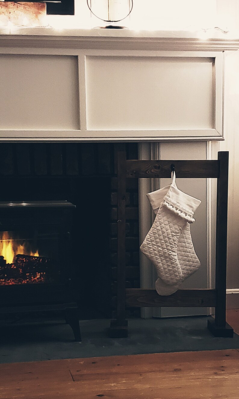 Wood Wreath Stand/ Stocking Holder for Small Space or No Mantel/ for ...