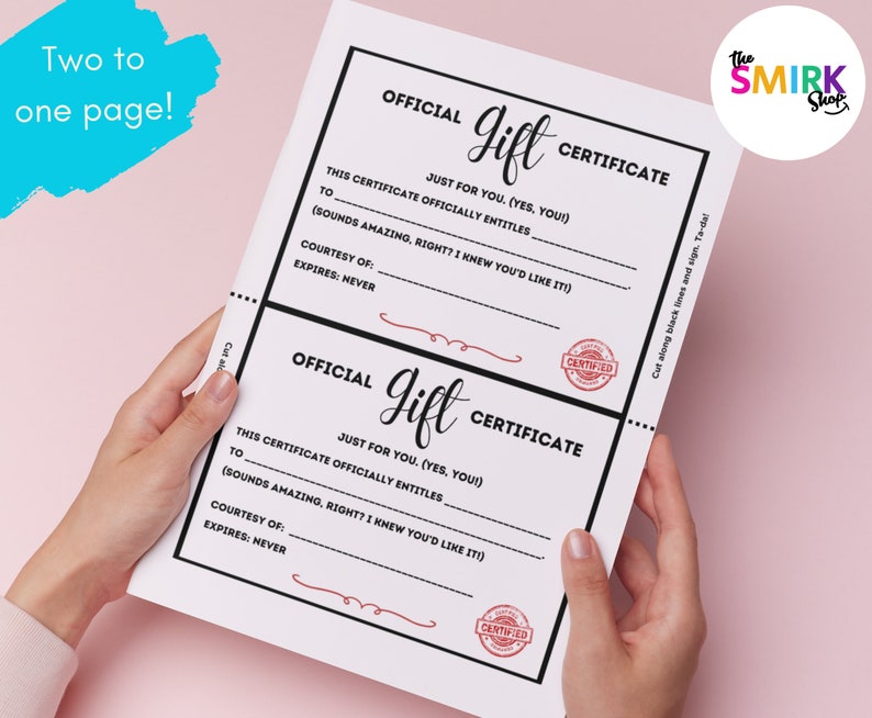 Printable Gift Certificate, Printable Gift Card, Printable Gift Idea ...