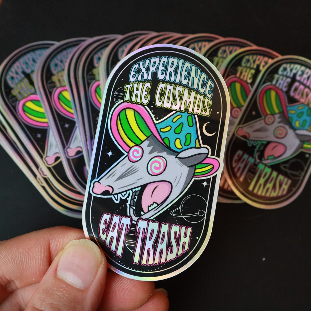 Trippy Mushroom Possum Sticker | Weirdcore Holographic Vinyl Decal ...