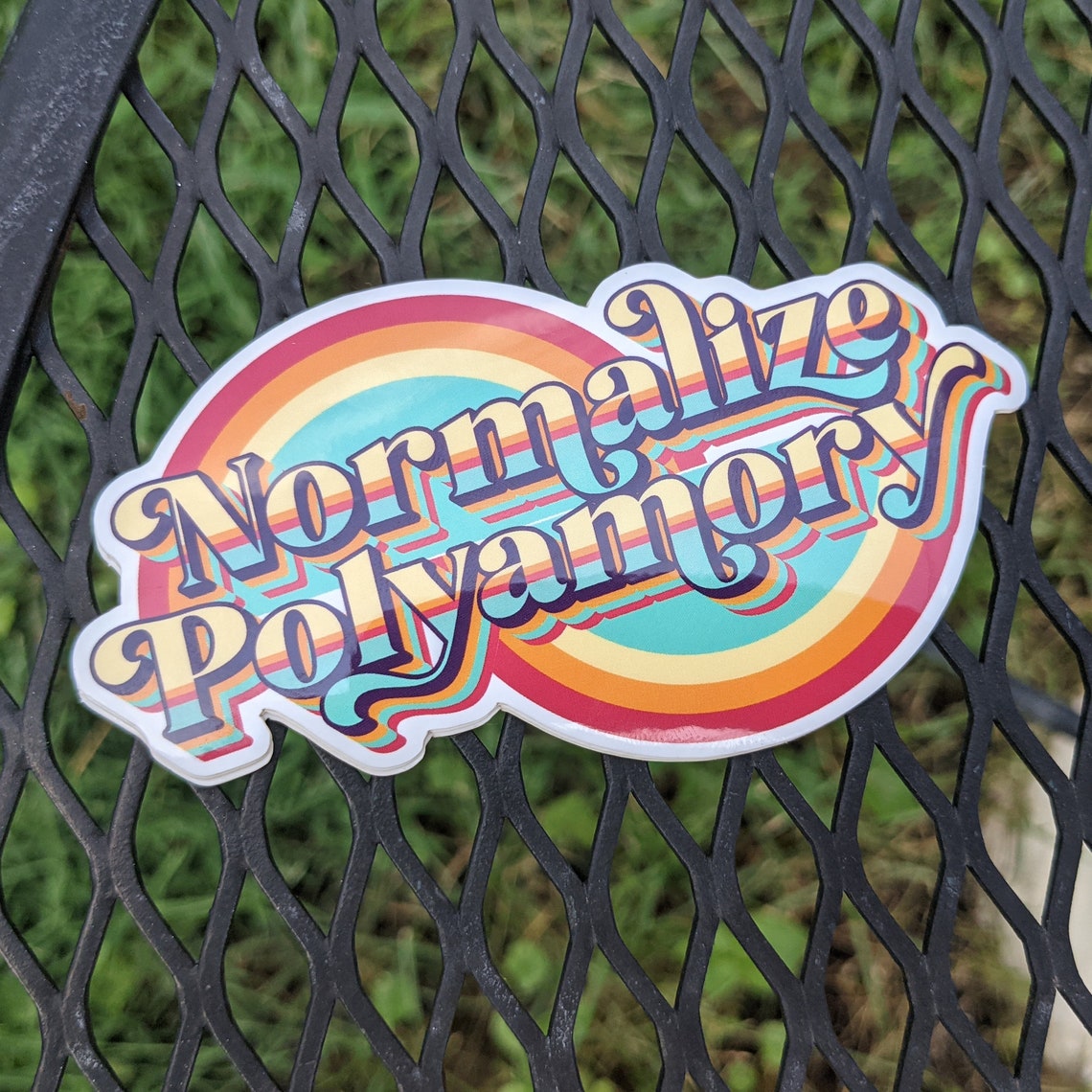 Normalize Polyamory Retro Vinyl Sticker | Etsy