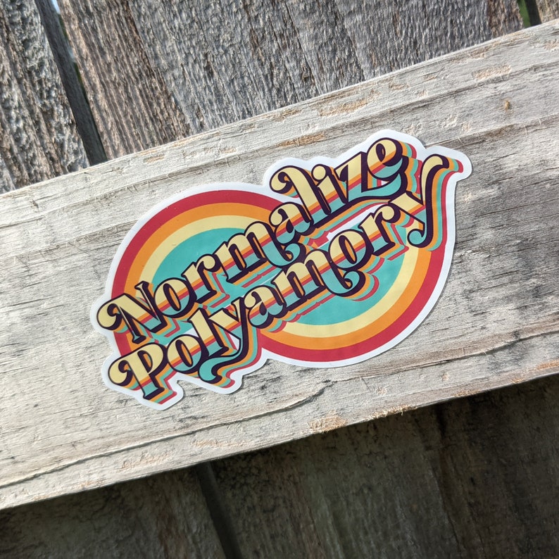 Normalize Polyamory Retro Vinyl Sticker | Etsy