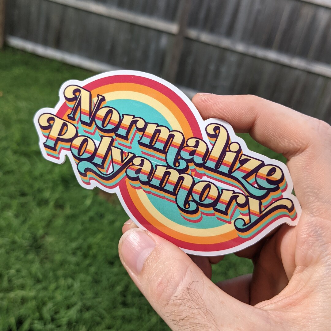 Normalize Polyamory Retro Vinyl Sticker - Etsy