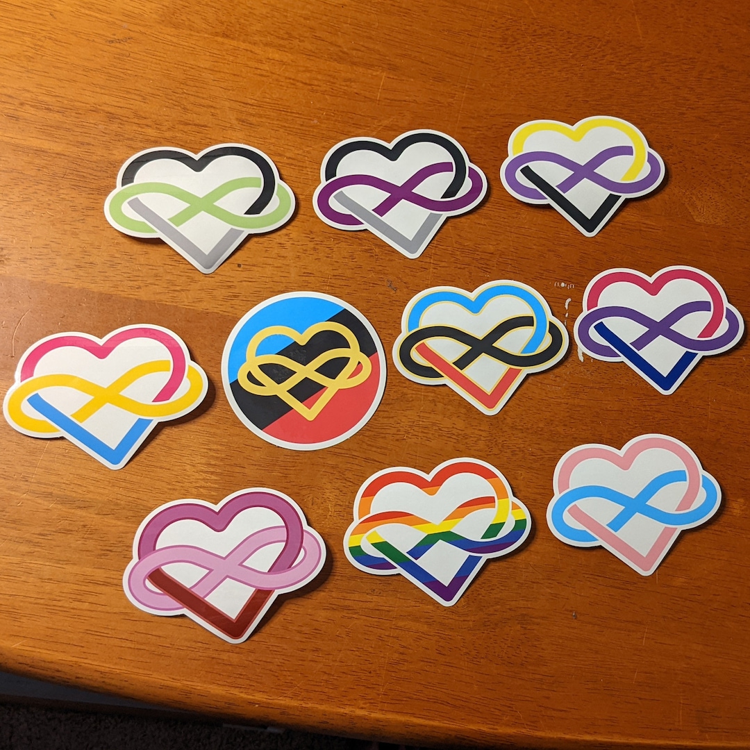 Polyamory Infinity Heart Vinyl Stickers - Etsy