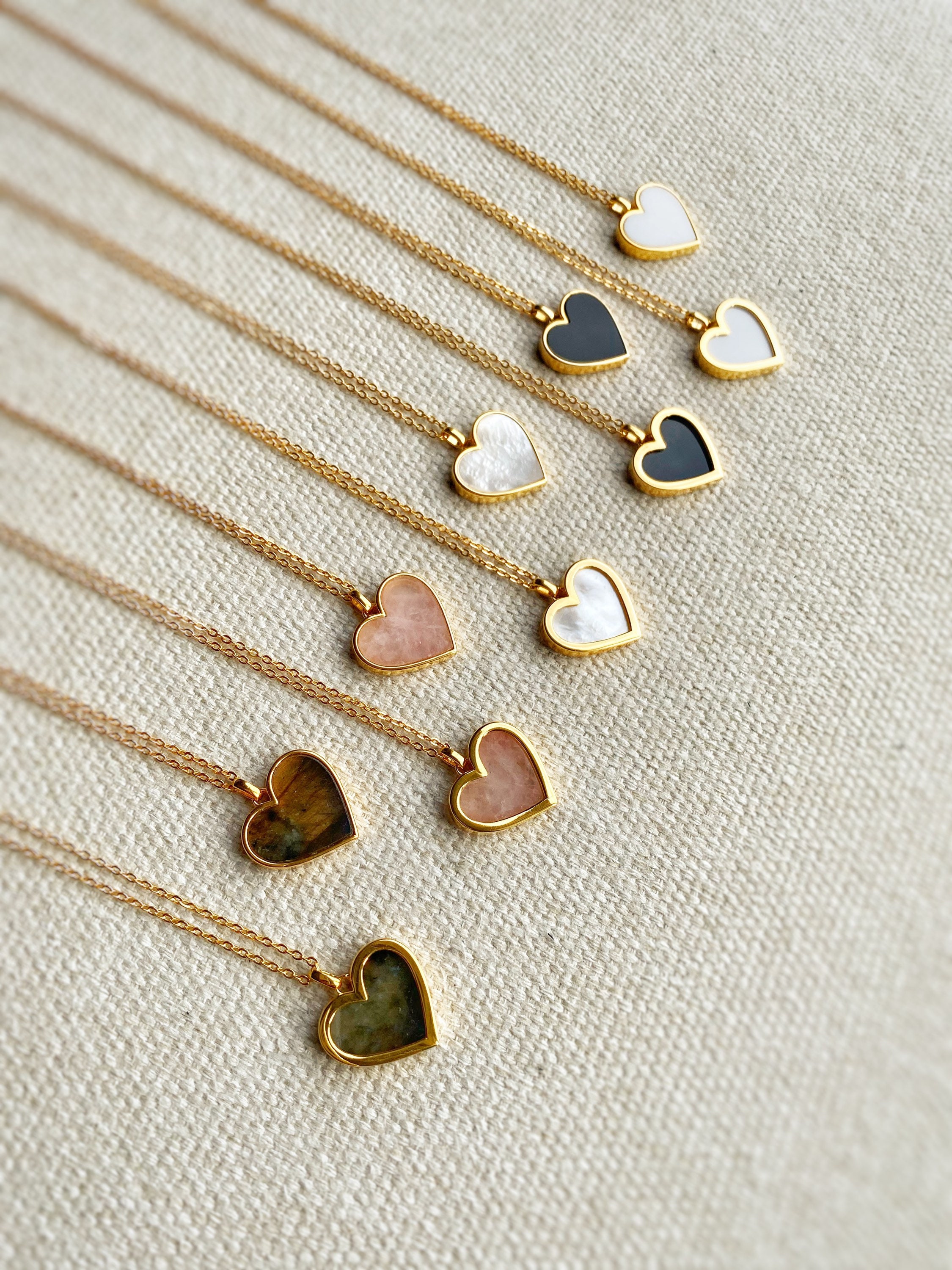 Rose Quartz Reversible Heart Pendant Vermeil Necklace Silver Necklace ...
